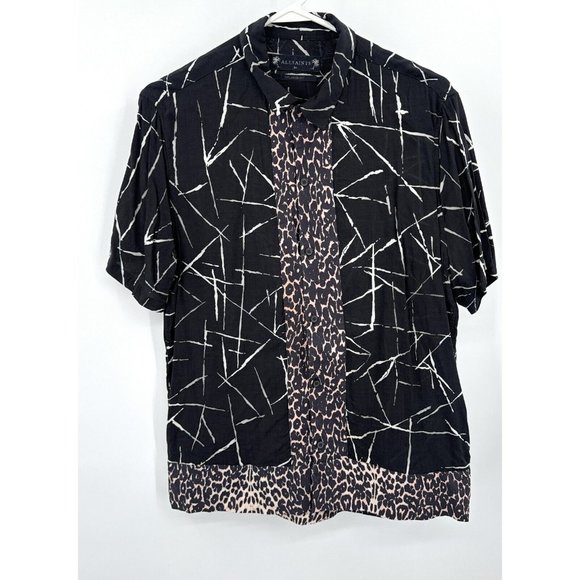 All Saints | Shirts | All Saints Button Up Shirt Men Xs Black Abstract ...